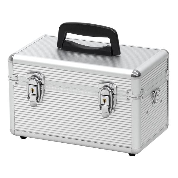 サイズ/約幅29.2×奥行17.6×高さ19.6cm重量/約1.2kg内容量/1個付属品：トレー1個、ショルダーベルト1個、鍵2個材質/本体：アルミニウム、MDF、EVA（内装）トレー：ABS樹脂ベルト：ナイロン、PVC、スチール鍵：鉄生産...