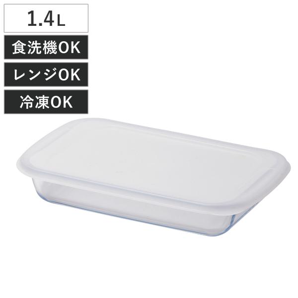 サイズ/約幅31×奥行18.5×高さ5.5cm容量/約1.4L内容量/1個材質/本体：ガラスふた：ポリプロピレン生産国/中国製パーツ別耐熱温度/ふた：80度パーツ別耐冷温度/ふた：-20度耐熱温度差/120食器洗い乾燥機/使用可能電子レンジ...