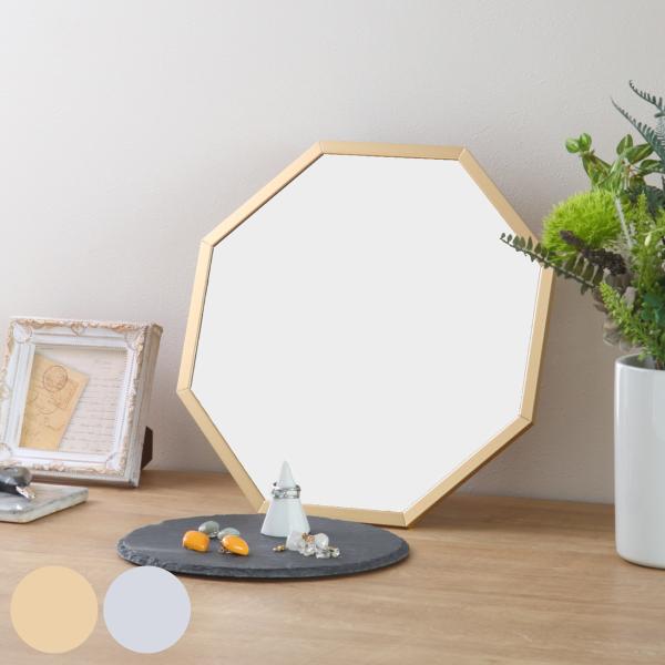 サイズ/約横28×縦28cm厚さ：2cm重量/約570g内容量/1枚付属品：吊り下げ紐材質/ミラー主材：2mm厚ミラー、アルミニウム、MDF、PS種類/ゴールド、シルバー生産国/日本製●幅28cmの幸運を呼ぶ八角形のミラーです。●可愛く飾っ...