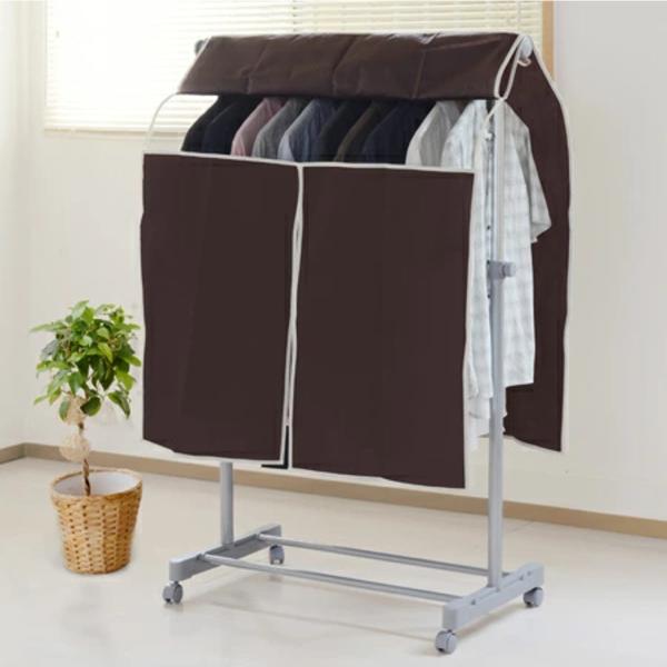 サイズ/約幅90×片面高さ110cm重量/約160g内容量/1枚材質/不織布生産国/中国製●ハンガーラックに掛けた衣類をホコリから守ります。●見た目もスッキリして生活感を隠せます。●メッシュの窓付きで中の衣類が分かりやすいです。●衣類を出し...