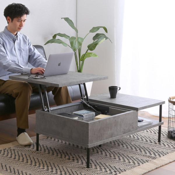 サイズ/約幅100×奥行60×高さ38cmリフトアップ時：約奥行92×高さ60cm収納：約幅50×奥行52.5×高さ11.5cm重量/約38.9kg内容量/1台材質/天板：MDF、化粧シート脚：スチールカラー/グレー原産国/ベトナムアジャス...