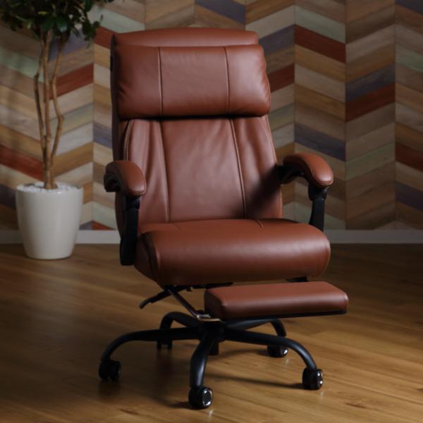 サイズ/約幅68×奥行77〜166×高さ111〜117cm座面高：47〜53cm重量/約22.5kg内容量/1脚材質/張り地：牛革、合成皮革脚部：スチール、エポキシ樹脂クッション材：ウレタンフォーム構造部材：合板、天然木          ...