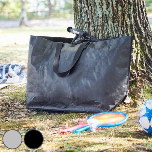 サイズ/本体：約幅66×奥行26×高さ52cm(持ち手含まず)開口部：約幅94cmポケット：約幅28×高さ22.5cm重量/約340g容量/約80L内容量/1個材質/本体：ポリエチレン持ち手：ポリプロピレン種類/ライトグレー、ブラック生産国...