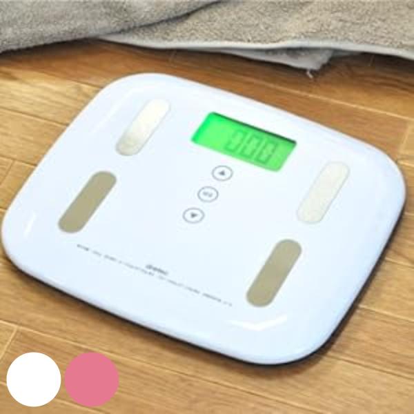 サイズ/約幅28×奥行24.5×高さ2.8cm重量/約628g内容量/1個付属品：動作確認用電池（単4形乾電池×3個）種類/ホワイト、ピンク●体重・体脂肪率・体水分率・筋肉量・基礎代謝量・推定骨量・内臓脂肪レベルの7項目を測定できます。●乗...