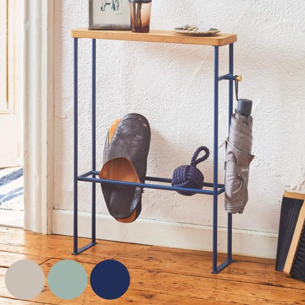 サイズ/約幅42.5×奥行13×高さ56cm重量/約1.4kg内容量/1台材質/スチール（粉体塗装）、天然木（ラバーウッド）種類/グレージュ、グリーン、ネイビー生産国/中国製耐荷重/天板：約5kgアーム：約1kg下部：約1kg組立状態/完成...