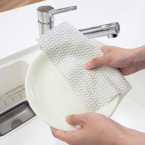 サイズ/1カットあたり：約幅20×奥行22内容量/1ロール（30カット）材質/レーヨン、ポリエステル●ミシン目入で、使いたい分だけカットして使えるダスターです。●30カット分が1ロールになっており、食器、調理器具、テーブル、ワークトップ、シ...