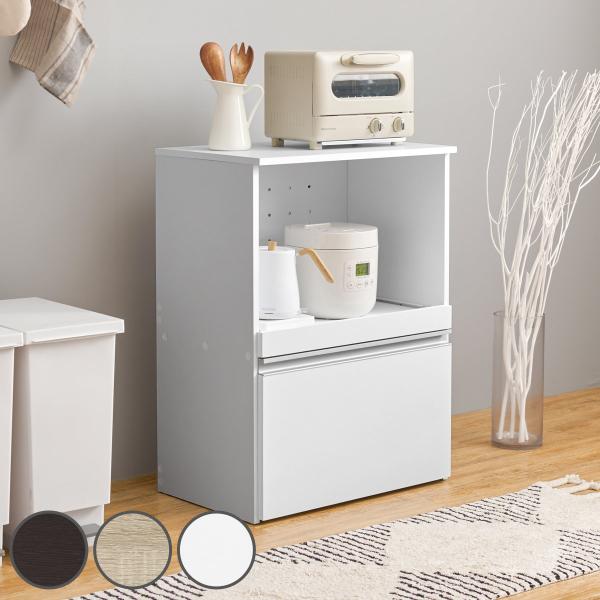 サイズ/約幅60×奥行40×高さ82cm内容量/1台材質/主材：プリント紙化粧パーティクルボード天板、スライド棚：合成樹脂化粧パーティクルボード取手：スチール種類/ダークブラウン、ナチュラル、ホワイト生産国/ベトナム製耐荷重/スライド棚：1...