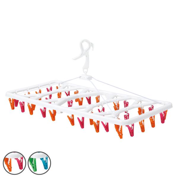 サイズ/約幅76×奥行38×高さ36cm内容量/1個材質/ポリプロピレン、鋼線種類/ピンク×オレンジ、グリーン×ブルー生産国/マレーシア製●キャッチフックハンガーで、物干し竿をしっかりつかみます。●丈夫でからみにくいワイヤーで、取り込みもラ...