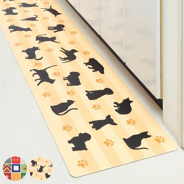 サイズ/約横180×縦40cm厚み：0.35cm内容量/1枚材質/表面：塩化ビニル樹脂本体：塩化ビニル樹脂（発泡）裏面：塩化ビニル樹脂種類/ペルシア、イヌネコ生産国/中国製●カラフルな柄で、キッチンがお手軽にイメージチェンジするキッチンマッ...