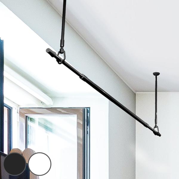 サイズ/1本あたり：約直径6.6×全長60〜90cm容量/1本あたり：約300g内容量/2本セット(本体、天井取付けネジ、収納用フック、収納用フック取付けネジ、S字フック)材質/アルミ押出形材、亜鉛ダイカスト、ABS・ASA・POM・PE樹...