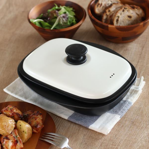 サイズ/外寸：約幅24×奥行21×高さ10cm内寸：約幅22.7×奥行16.2×高さ4.2cm重量/約470g容量/満水容量：約1.3L内容量/1個付属品：レシピ材質/【本体】アルミめっき鋼板内面：ふっ素樹脂塗膜加工外面：焼付け塗装【蓋】ア...