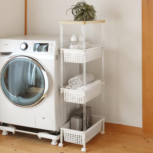 サイズ/約幅25.2×奥行46.5×高さ113.1cm内容量/1台材質/天板：木トレイ：ポリプロピレン支柱：ポリスチレン生産国/日本製パーツ別耐熱温度/本体、キャップ、キャスター受け：120度支柱：70度パーツ別耐冷温度/本体、キャップ、キ...