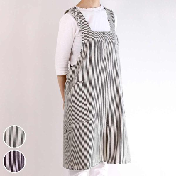 サイズ/着丈90cm内容量/1枚材質/綿100％種類/ホワイト×ブラック、ブラック×ホワイト生産国/インド製●カジュアルなイメージで軽く着こなせるクロスオーバーエプロンのワークタイプです。●スクエア型の胸当てと背面のポケットがワークタイプの...