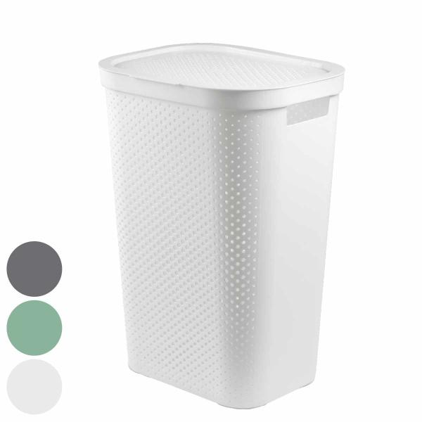 サイズ/約幅43.7×奥行35.1×高さ60.2cm内容量/1個材質/ポリプロピレン種類/ダークグレー、ホワイト、グリーン原産国/ポーランドまたはルクセンブルク●やわらかな色合いとユニークな大小のドットがアクセントになったランドリーバスケッ...