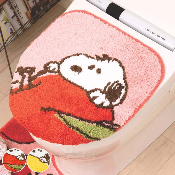 サイズ/洗浄暖房型・普通型（O型・U型）兼用内容量/1枚材質/ポリエステル85％、アクリル15％種類/レッド、イエロー生産国/中国製洗濯/洗濯機使用可能乾燥機/使用不可●ひょっこり覗くスヌーピーがかわいらしい、フレッシュな気分になるトイレ蓋...