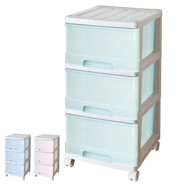 サイズ/約幅34.5×奥行41.5×高さ65cmキャスター取り付け時：高さ 約69.4cm重量/約3.43kg内容量/1台材質/ポリプロピレン種類/ピンク、ブルー、グリーン引き出し段数/3段キャスター/付きスタッキング/可能組立状態/完成品...