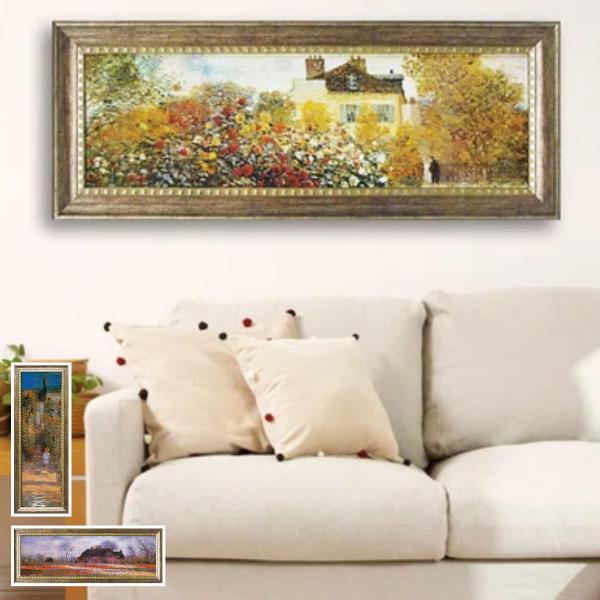 サイズ/横長タイプ：約横109×縦44cm縦長タイプ：約横44×縦109cm重量/約2.4kg内容量/1枚付属品：額（吊金具付き）、額吊紐材質/樹脂フレーム仕様：絵の表面を特殊ゲル加工種類/庭園のアーチスト、サッセンハイムのチューリップ畑、...