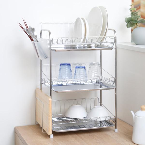 サイズ/約幅39×奥行29.5×高さ57cm（水切りポケットを含まず）重量/約2.3kg内容量/1個材質/サイドフレーム・水切りカゴ・トレー・まな板受け：ステンレス鋼水切りポケット：ポリプロピレン保護キャップ：塩化ビニル樹脂生産国/中国製パ...