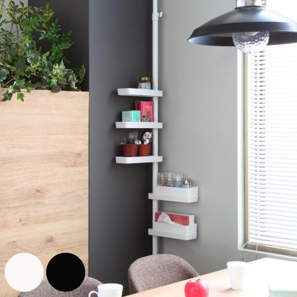 サイズ/約幅9×奥行31×高さ200〜275cm圧着板：約直径9cm幅最大部展開時（トレイ）：約53cm重量/約2.2kg内容量/1台付属品：インナートレイ（浅）3個、インナートレイ（深）2個材質/パイプ：樹脂コーティングスチール圧着部：E...