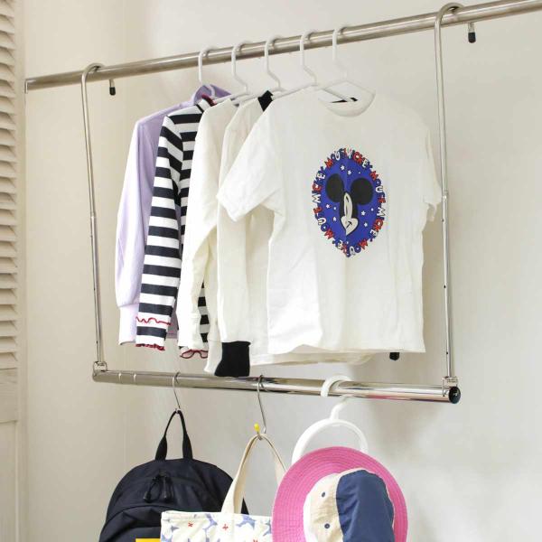 サイズ/使用時：約幅2.7×奥行85〜159×高さ37〜60cm収納時：約幅2.7×奥行86×高さ7.5cm重量/約495g内容量/1個材質/本体：ステンレススチールフックカバー：ポリプロピレン生産国/中国製●物干し竿にかけるだけで、物干し...