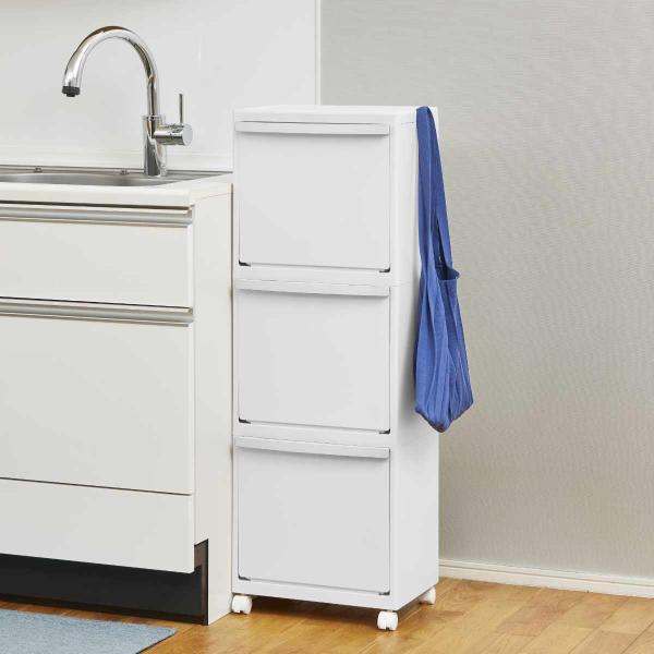 サイズ/約幅35×奥行27×高さ100cm重量/約4.6kg容量/約45L各15L内容量/1個付属品：差込式キャスター（4個中2個はストッパー付き）分別タグ（10個）材質/本体：ポリプロピレンキャスター：ナイロン生産国/日本製耐荷重/8kg...