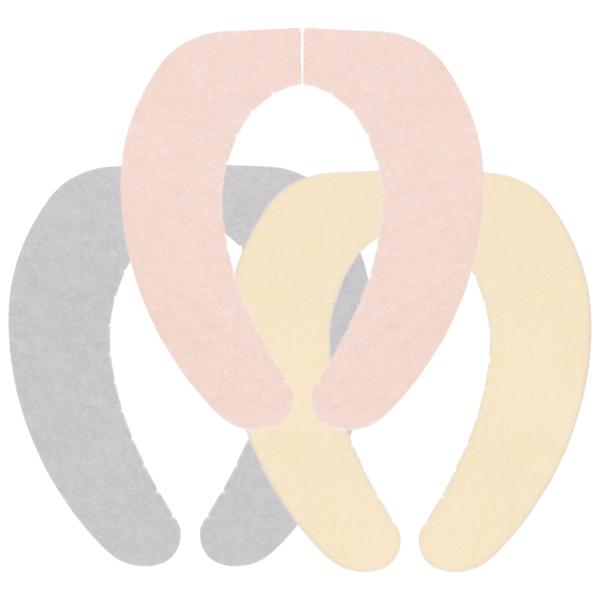 サイズ/約幅10.5×全長40×厚み0.3cm洗浄暖房型・普通型（O型・U型）兼用内容量/3組入材質/表面：ポリエステル100％裏面：アクリル樹脂（カテキン入り）生産国/日本製洗濯/洗濯機使用可能乾燥機/使用不可●3色組で洗い替えが一目でわ...