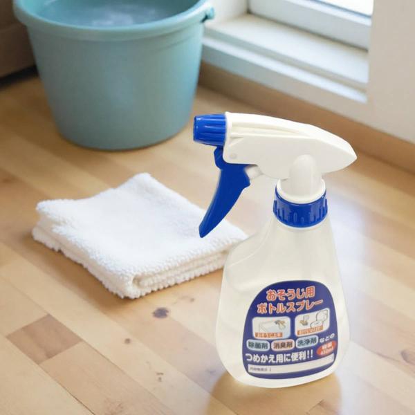 サイズ/約幅9.6×奥行7.8×高さ20.5cm重量/約71g容量/約450ml内容量/1個材質/本体・ボトル：ポリプロピレン●除菌・消臭・洗浄液などの詰め換え用スプレーボトルです。●ノズルをまわすと、噴霧したい場所に合わせて、霧の調整が可...