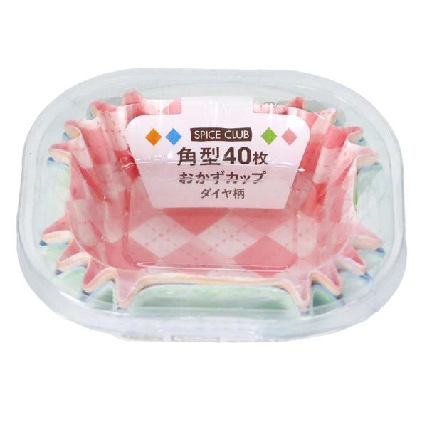 サイズ/約高さ3.5cm底辺：約幅5.3×奥行き3.8cm内容量/40枚材質/PET樹脂・紙生産国/中国製耐熱温度/180度電子レンジ/使用可能オーブン/使用不可●お弁当のおかずを入れるのに最適なおかずカップです。●カラフルなダイヤ柄がお弁...