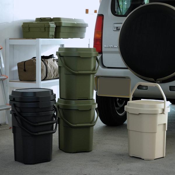 サイズ/約幅33.8×奥行33×高さ41.7cm容量/約22L材質/ポリプロピレン種類/グリーン、ブラック、ベージュ原産国/日本耐荷重/100kg●薪や火ばさみなど長尺物がたっぷり入る縦型バケツです。●「頑丈」「座れる」「しまえる」「積み重...