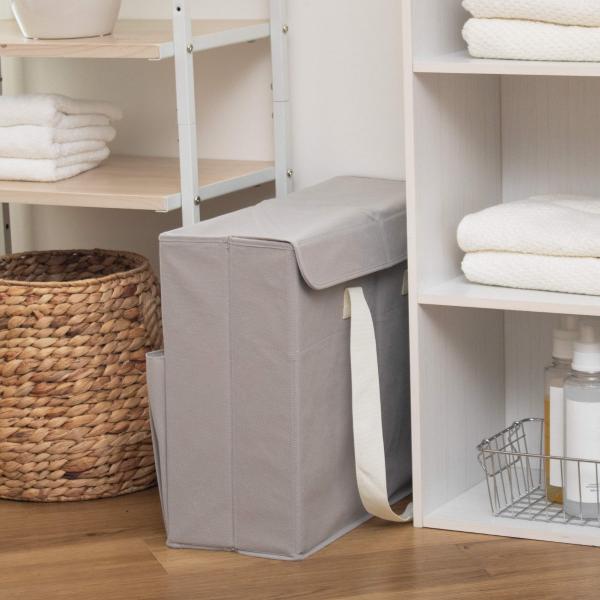 サイズ/約幅50×奥行18×高さ40cm持ち手を含まないサイズ内容量/1個材質/本体：ポリプロピレン不織布持ち手部：ポリプロピレン中材：厚紙生産国/中国製●ハンガー、ピンチハンガー、洗濯ばさみ、洗濯ネットなどを1か所に収納できるボックスです...