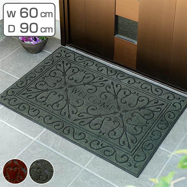 サイズ/約幅60×奥行90×高さ0.7cm内容量/1枚材質/パイル：ナイロンベース：再生ゴムチップ種類/ブラウン、グレー●ダマスク柄のおしゃれな玄関マット　60×90cm●ナイロンパイルが砂、泥、埃、水をしっかりキャッチ●屋内でも使用可能●...