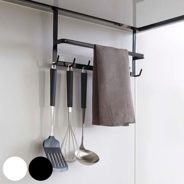 サイズ/約幅34.5×奥行6×高さ18cm重量/約290g内容量/1個材質/スチール（粉体塗装）種類/ホワイト、ブラック生産国/中国製耐荷重/約4kg（フック1つあたり約500g、バー約500g）●飾るように美しく収納できる●キッチンツール...