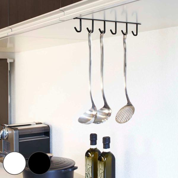 サイズ/約幅1.5×奥行26×高さ6.5cm重量/約550g内容量/1個材質/スチール（粉体塗装）種類/ホワイト、ブラック耐荷重/約500g●吊戸棚に差し込むだけで使えるフックです。●見た目、機能性だけでなく、材質にスチールを使用し、しっか...