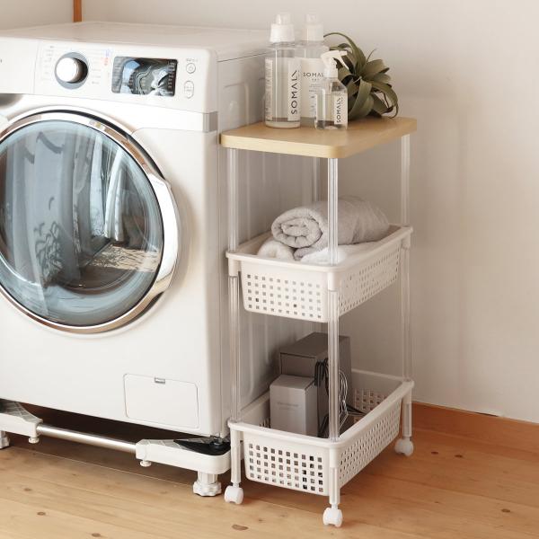 サイズ/約幅25.2×奥行46.5×高さ77.3cm内容量/1台材質/天板：木トレイ：ポリプロピレン支柱：ポリスチレン生産国/日本製パーツ別耐熱温度/本体、キャップ、キャスター受け：120度支柱：70度パーツ別耐冷温度/本体、キャップ、キャ...