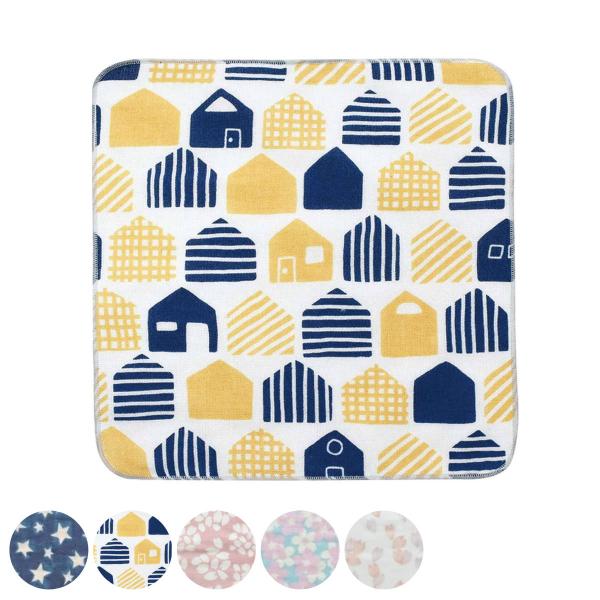 サイズ/約横25×縦25cm内容量/1枚材質/コットン種類/スター、ハウス、ピンク、ブルー、ホワイト生産国/日本製●カラフルな柄が気分を上げてくれるオシャレなタオルハンカチです。●和歌山県の職人によって作られた、安心の日本製です。●表はガー...