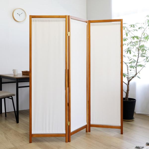 サイズ/約幅44×厚み2×高さ150cm×3連幕部：約幅38.5×高さ135.5cm内容量/1台材質/幕部：布（綿100％）フレーム：天然木（パイン材）塗装丁番：スチール（ゴールドメッキ）組立状態/完成品●ちょっとしたお部屋の間仕切りに最適...