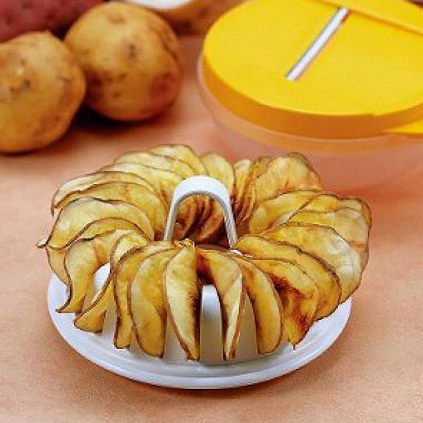 サイズ/約幅15.2×奥行13×高さ11cm重量/約170g内容量/スライサー、ホルダー受け容器（容量約300ml）チップスメーカー（切り込み24個）材質/チップスメーカー：ポリメチルペンテンスライサー・ホルダー：ABS樹脂受け容器：AS樹...