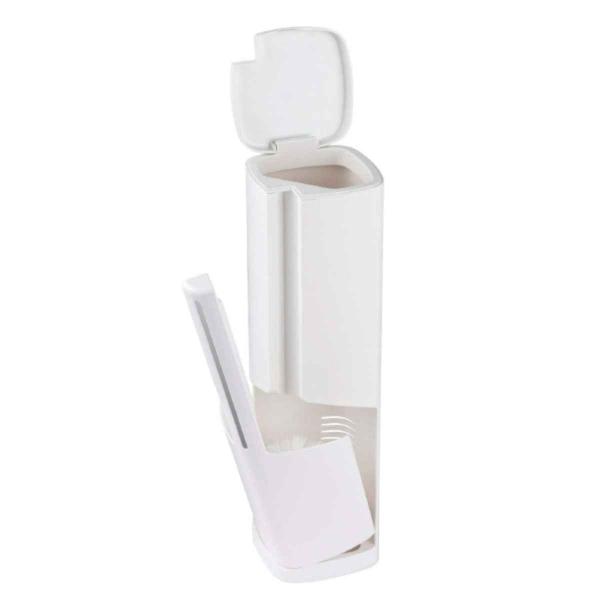 サイズ/約幅10.1×奥行10.1×高さ36.5cm内容量/本体1個、ブラシ1本材質/本体・前蓋・上フタ・中枠：ABS樹脂、袋止め・中仕切り栓・ブラシ柄・毛：ポリプロピレン、底フタ・ポリエチレン、モール・PET樹脂パーツ別耐熱温度/本体・ブ...