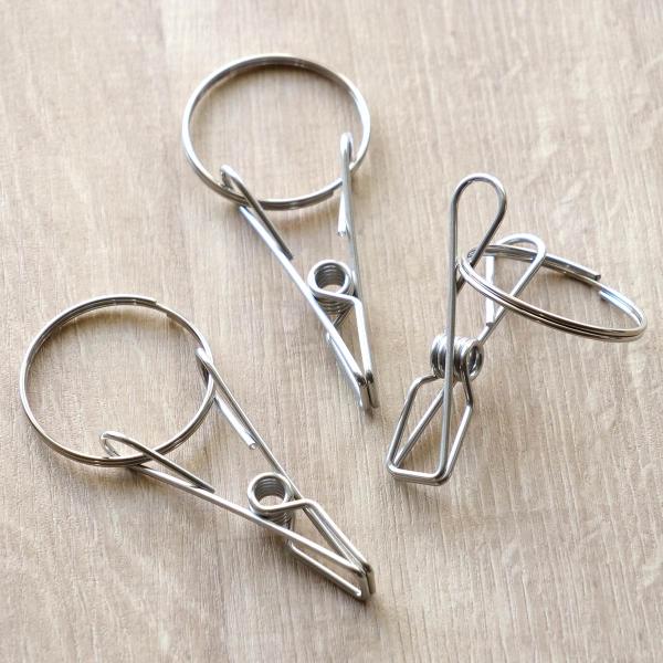 サイズ/約全長10.5cm、リング径4.5cm重量/約14g内容量/8個組材質/ステンレス生産国/中国製●丈夫で錆びにくいステンレス製のピンチです。●使いやすい長めのピンチなので、指も痛くなりにくいです。●リングが付いているので、物干し竿に...