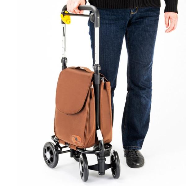 サイズ/約幅21×奥行41×高さ75〜85.5cmバッグ：幅8×奥行30×高さ30cm×2面※ハンドル高さ調節4段階重量/約2.6kg内容量/1台材質/フレーム：アルミ袋：ナイロンキャスター：エチレン酢酸ビニル●軽い力で操作できる横押しタイ...