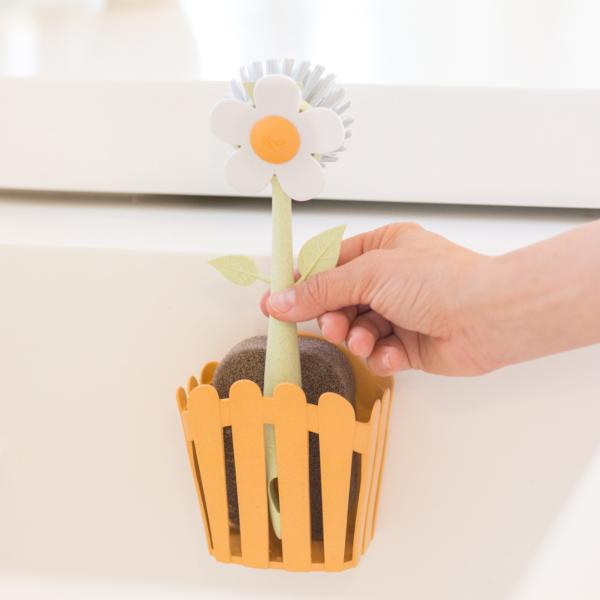 サイズ/約幅11×奥行6×高さ26cmスポンジラック：高さ 1.5cm内容量/1セット（ディッシュブラシ、スポンジ、スポンジラック）材質/ディッシュブラシ、スポンジラック：ライスハスクレジン、ポリプロピレン、ポリオレフィンエラストマー、熱可...