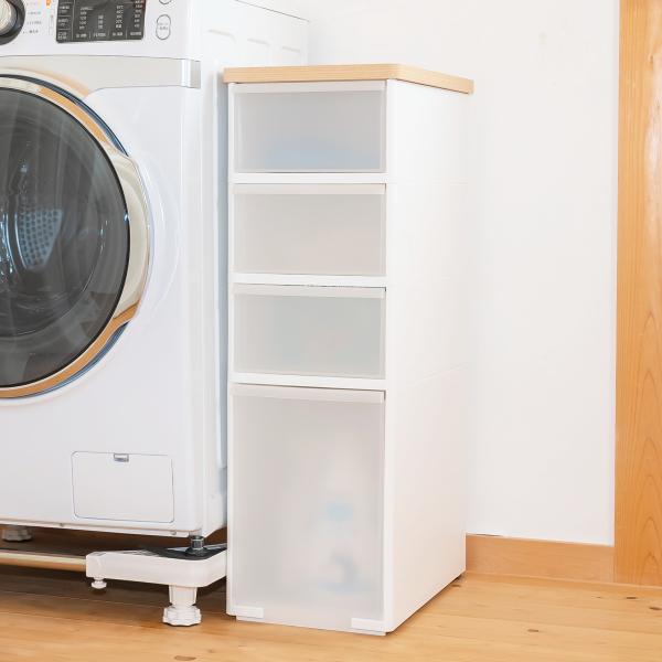 サイズ/約幅27.2×奥行46.5×高さ81.8cm重量/約7.2kg内容量/1台材質/本体・引出し：ポリプロピレン木製天板：表面／化粧合板（メラミン加工）、芯材／繊維材（MDF）生産国/日本製パーツ別耐熱温度/天板：150度キャスター/な...