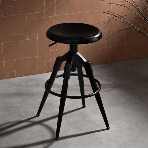 サイズ/約幅37.5×奥行37.5×高さ64〜72cm座面サイズ：約34.5cm重量/約6kg内容量/1脚材質/スチール（粉体塗装）生産国/中国製耐荷重/約80kg組立状態/お客様組立品●ブラックスチールが映える昇降式バーチェア（ロータイプ...