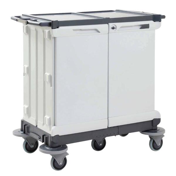 サイズ/約幅64×奥行110×高さ103.5cm重量/約30kg内容量/1台材質/本体：PP キャスター：ノーカーボングレーゴム生産国/日本製●コンパクトタイプのオール樹脂製リネンカートです。●金属製カートに比べ軽量なため、女性や高齢のスタ...