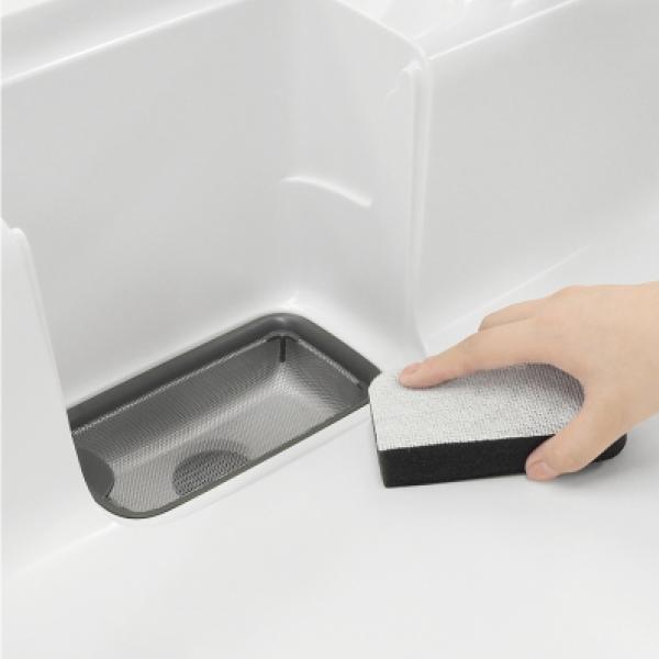 サイズ/約幅12×奥行6×高さ2.8cm重量/約12g内容量/1個材質/ベロア生地：レーヨン、ナイロンスポンジ：ポリウレタンブラシ：ナイロン、ポリエステル生産国/日本製●シンクまわりがまるごと洗えるスポンジです。●ベロア面で、シンクの汚れを...