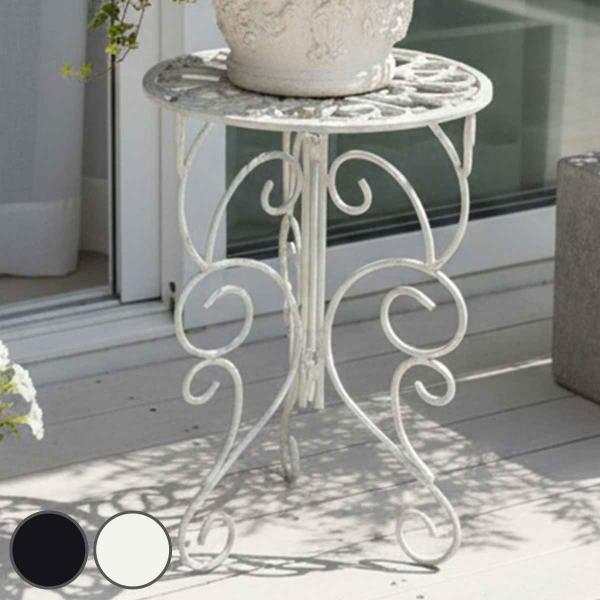 サイズ/約天板直径27.5×高さ40cm脚部幅：約28cm天板の厚み：約0.6cm重量/約2.2kg内容量/1個材質/アイアン（粉体塗装仕上げ）種類/ブラック、ホワイト生産国/中国製組立状態/お客様組立品●透かし模様が美しいプランタースタン...