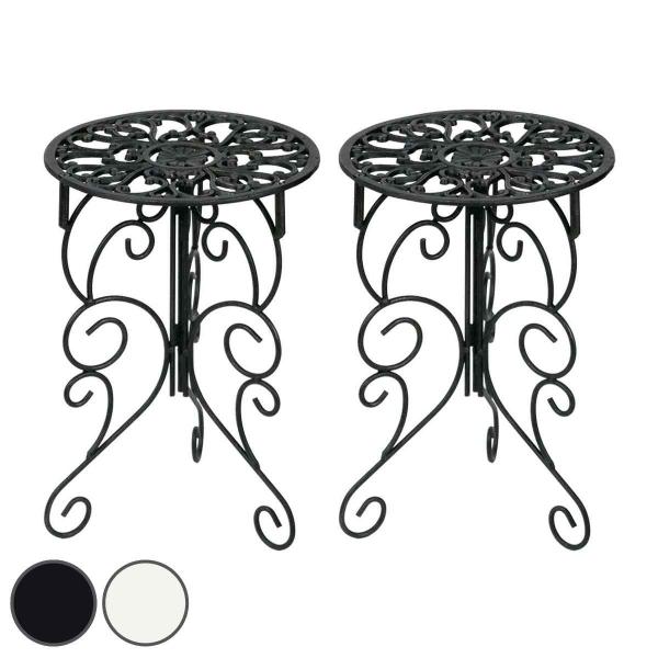 サイズ/約天板直径27.5×高さ40cm脚部幅：約28cm天板の厚み：約0.6cm重量/約2.2kg内容量/同色2個組材質/アイアン（粉体塗装仕上げ）種類/ブラック、ホワイト生産国/中国製組立状態/お客様組立品●透かし模様が美しいプランター...