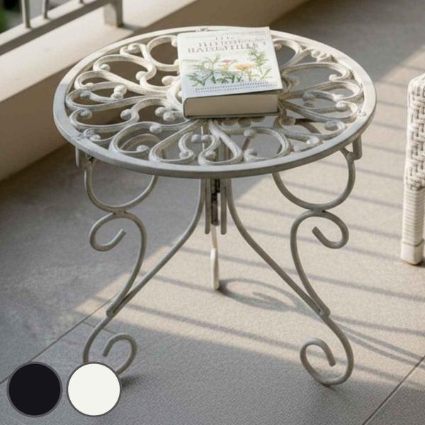 サイズ/約天板直径27.5×高さ27cm脚部幅：約28cm天板の厚み：約0.6cm重量/約1.6kg内容量/1個材質/アイアン（粉体塗装仕上げ）種類/ブラック、ホワイト生産国/中国製組立状態/お客様組立品●透かし模様が美しいプランタースタン...