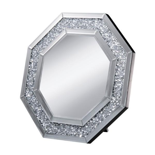 サイズ/約横59×縦59cm厚さ：約4cm重量/約8.5kg材質/1台成分/4mm厚ミラー（面取り）中質繊維版生産国/中国製組立状態/完成品梱包サイズ/約幅66×奥行11×高さ68.5cmお届け梱包数/1個口●クリスタル調の装飾フレームが光...