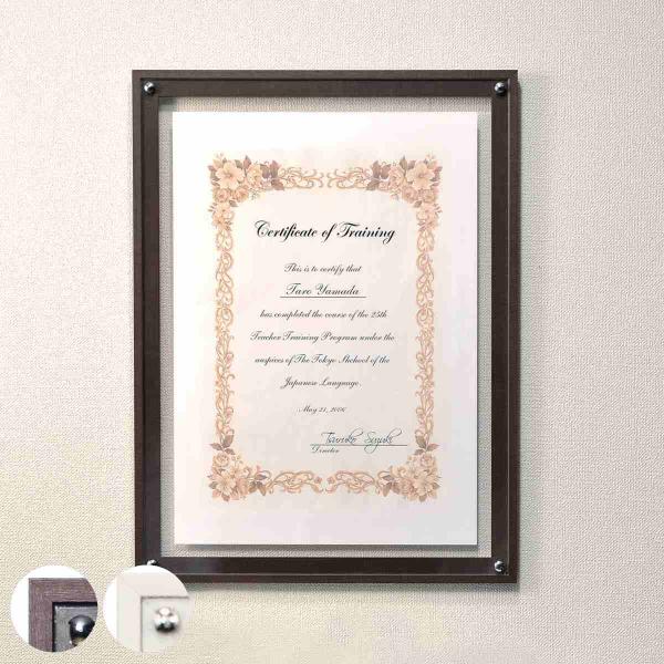 サイズ/約横28.8×縦37.5cm厚さ：0.9cm有効画面寸法：約24.3×33cm内容量/1個材質/MDF、アクリル種類/セピア、ホワイト●重厚感と透明感を兼ね備えた高級感のあるフレームです。●証書やアートを引き立て空間を上質な印象に整...